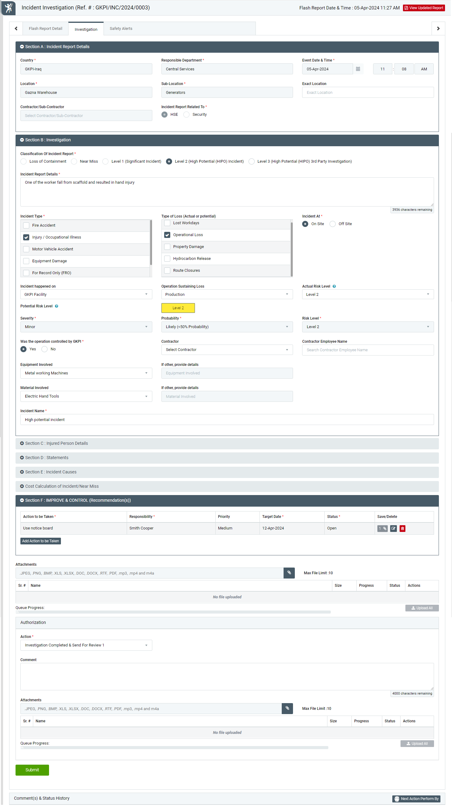 Incident(Flash Report)